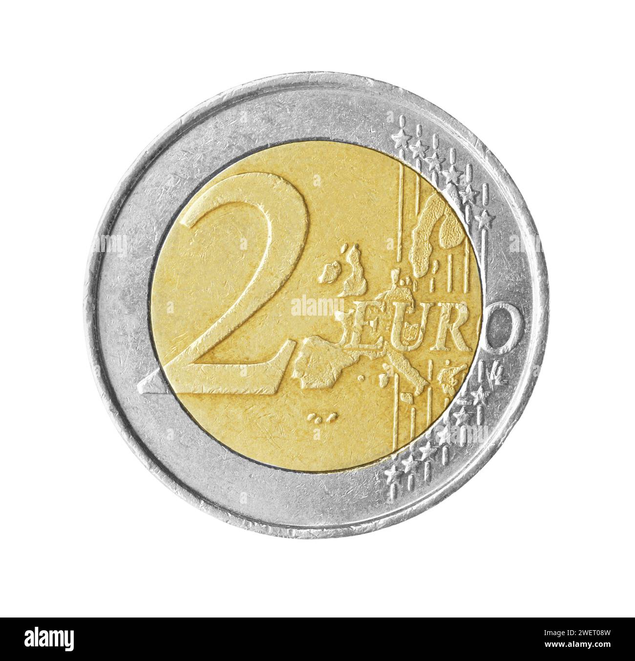 Shiny two euro coin isolated on white Stock Photo - Alamy
