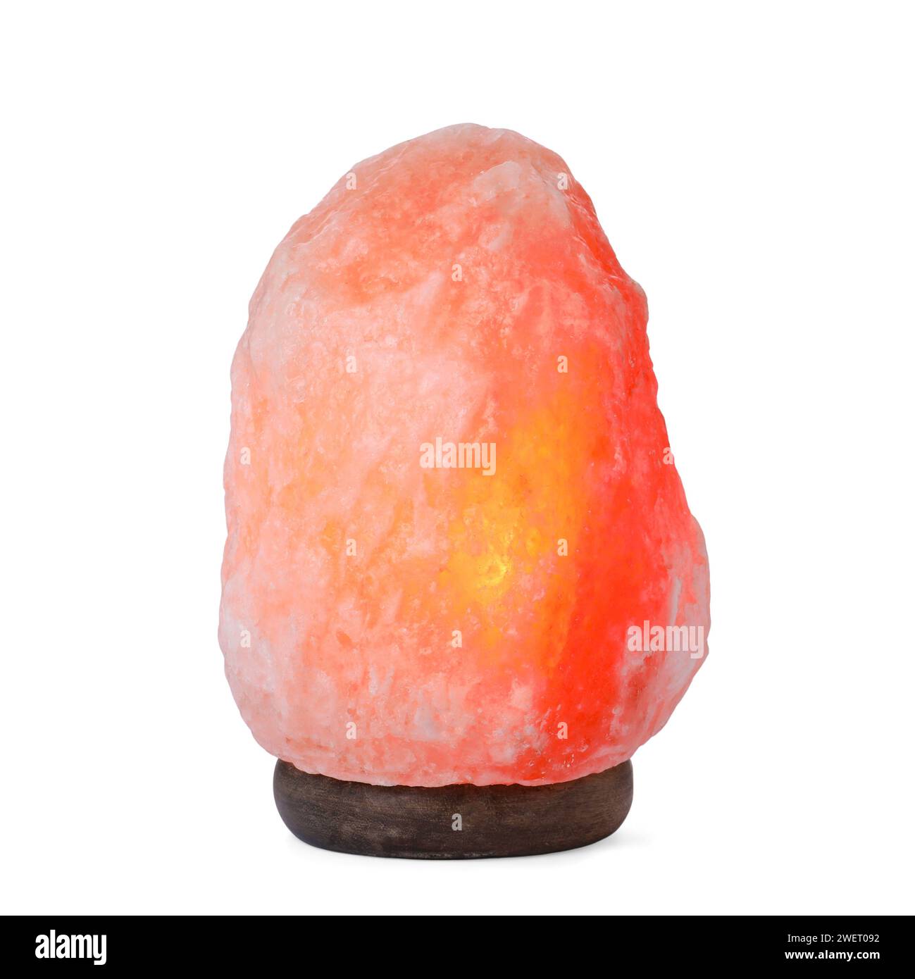 Pink Himalayan salt lamp isolated on white Stock Photo - Alamy