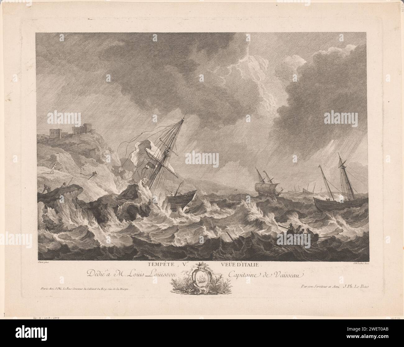 Seascape with shipwreck in Storm, Jacques -Philippe Le Bas, After ...