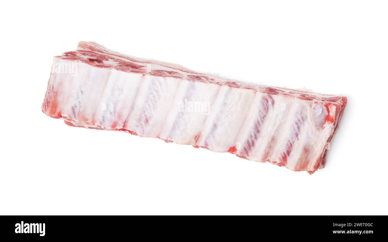 Raw pork ribs isolated on white, top view Stock Photo - Alamy