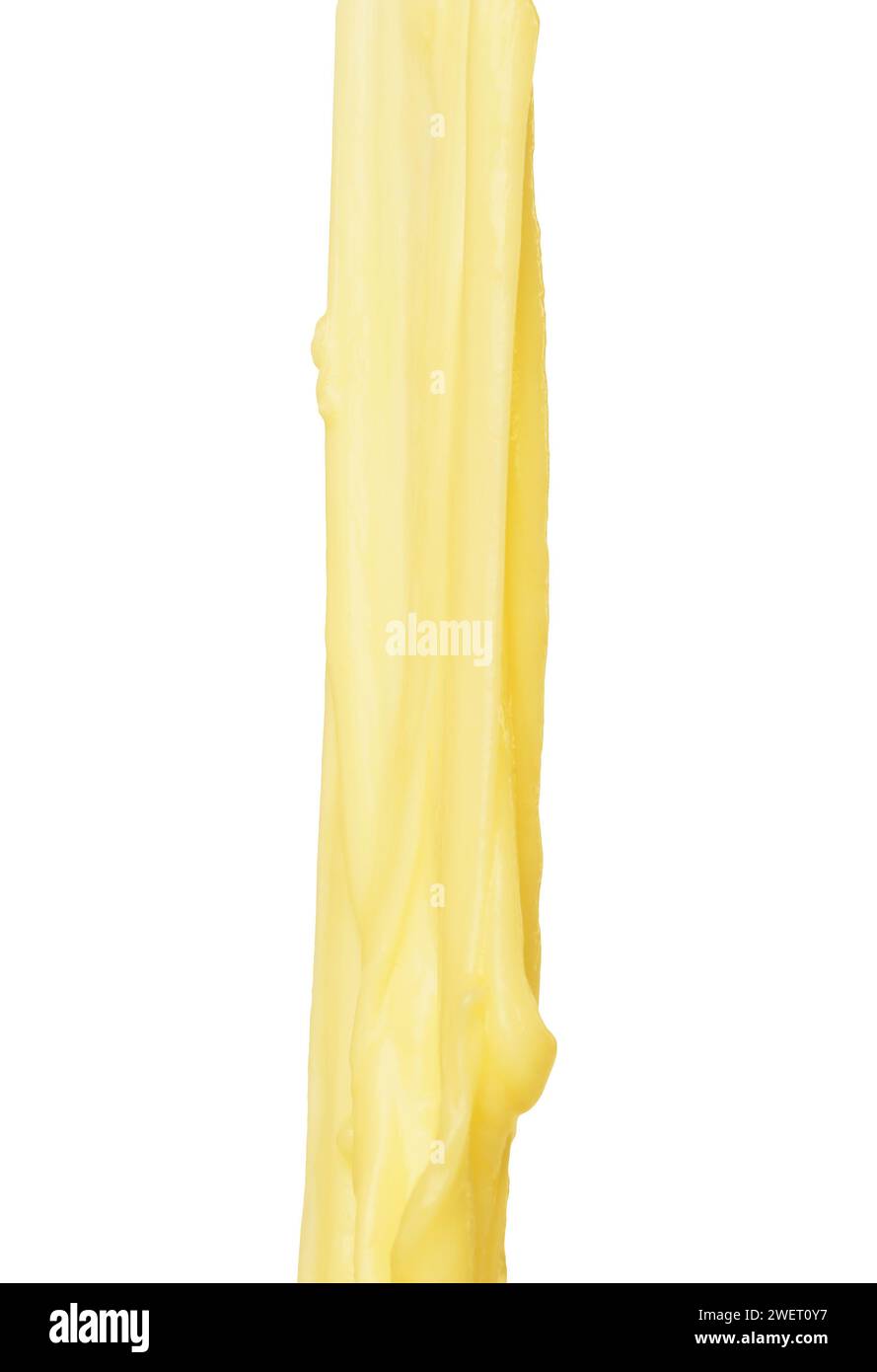 Stretching delicious melted cheese isolated on white Stock Photo - Alamy