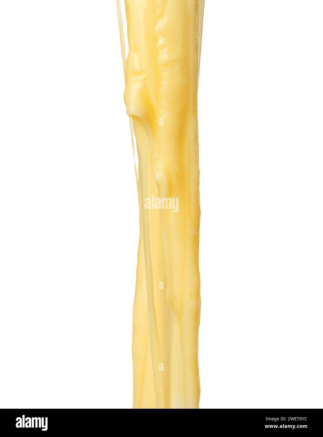 Stretching delicious melted cheese isolated on white Stock Photo - Alamy