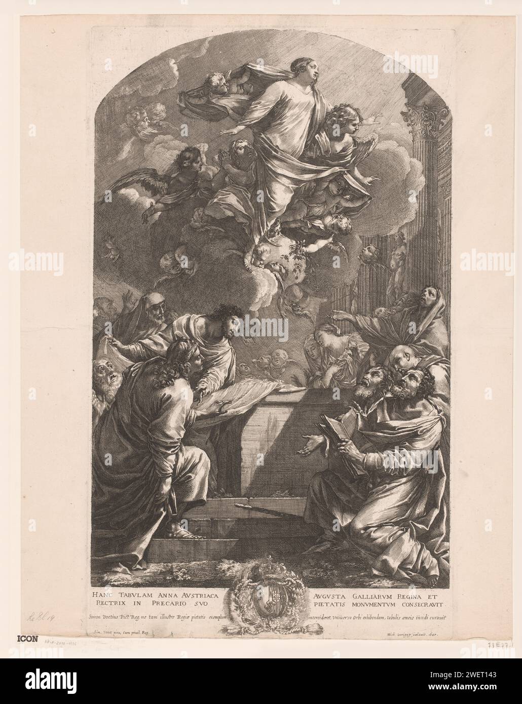 Ascension of Mary, Michel Dorigny, After Simon Vouet, 1647 print paper ...