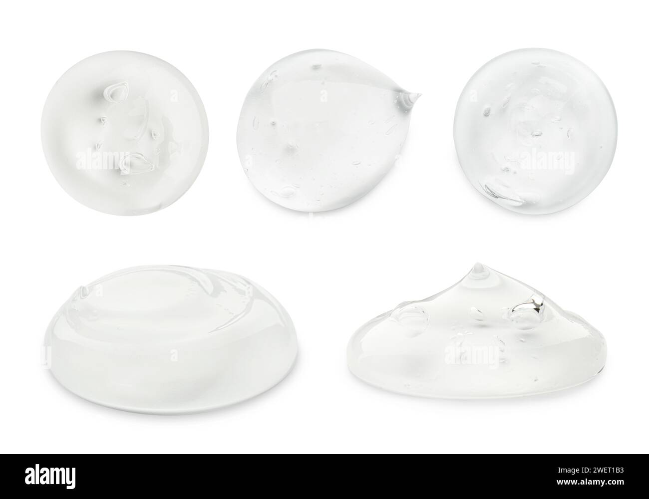Samples of cosmetic gel isolated on white, set Stock Photo - Alamy