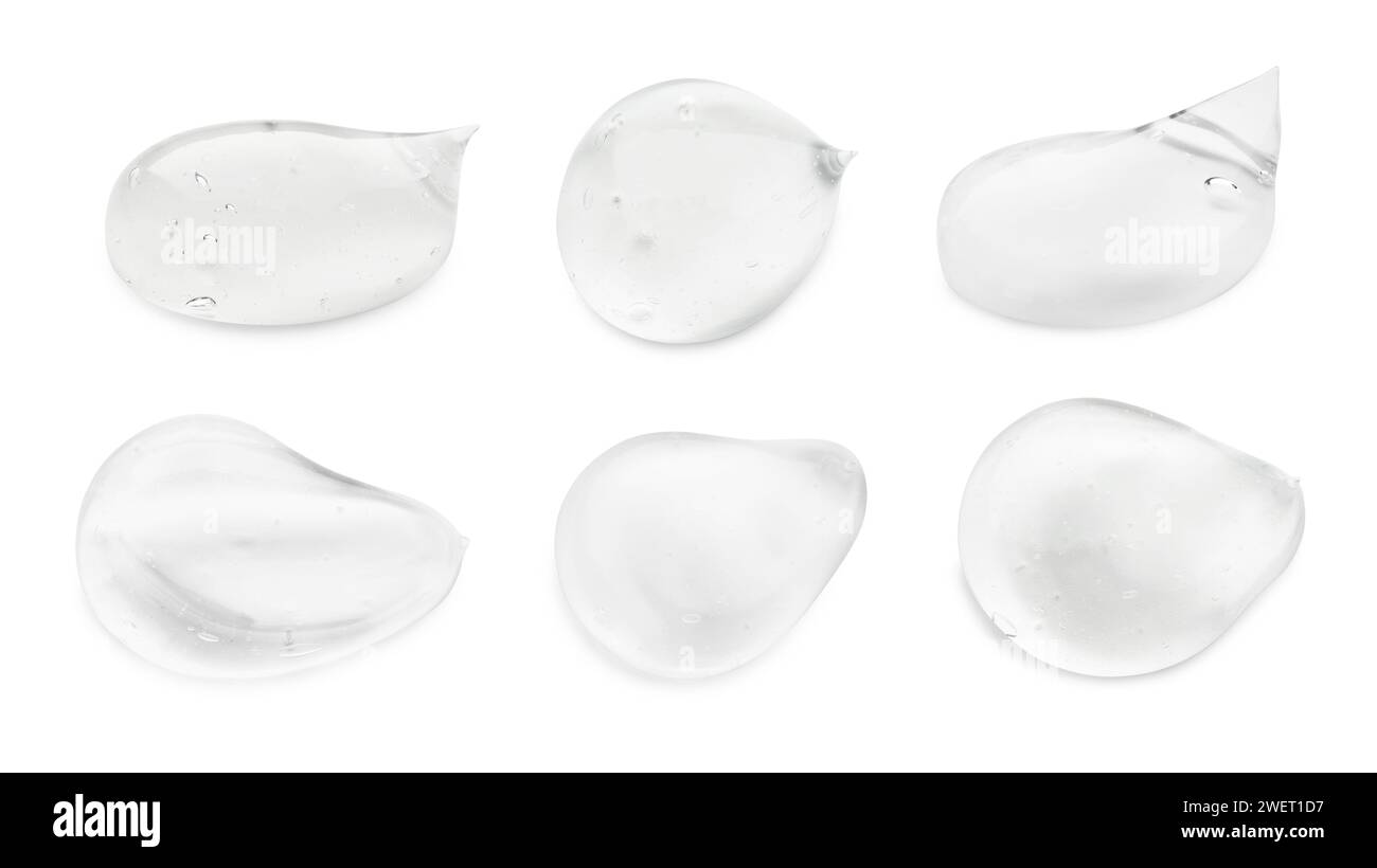 Samples of cosmetic gel isolated on white, set Stock Photo - Alamy