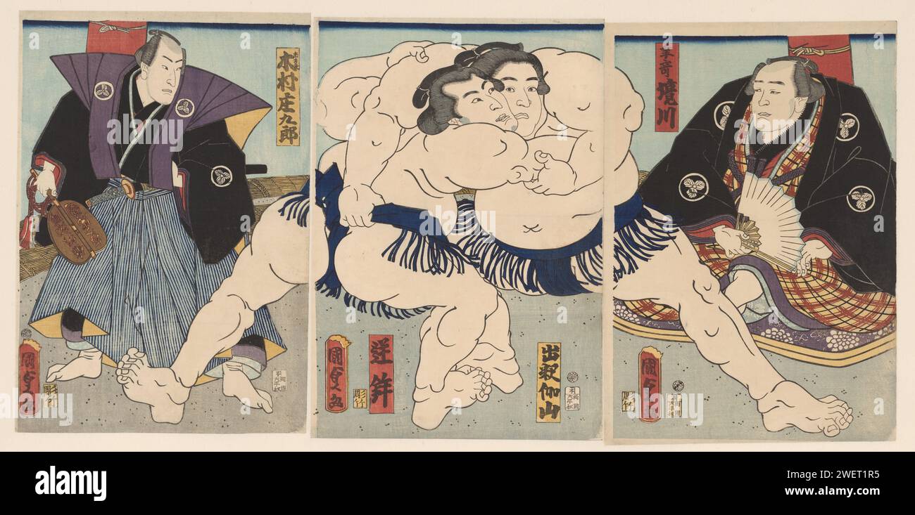Sumo competition, c. 1860 print Sumo competition between the wrestling ...