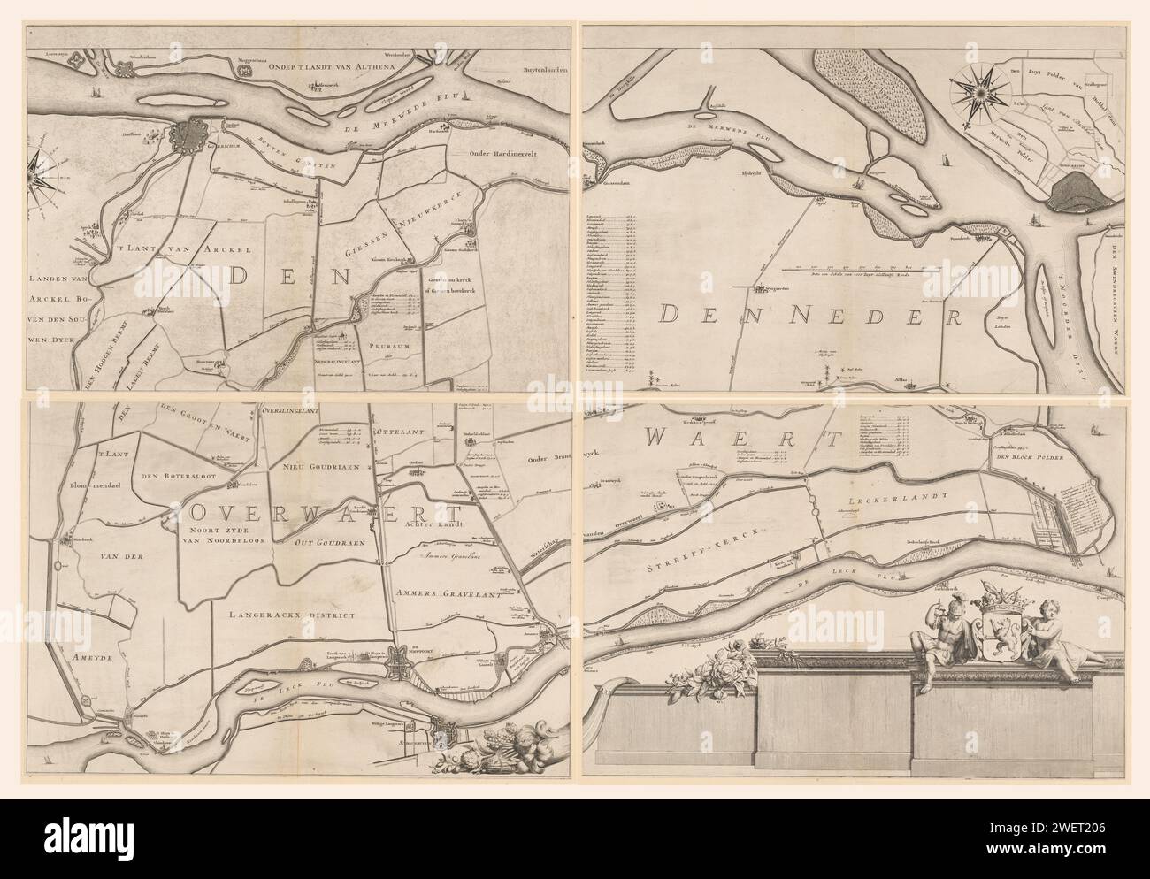 Map of the Overwaard, consisting of four parts, Jan van Vianen, in or ...