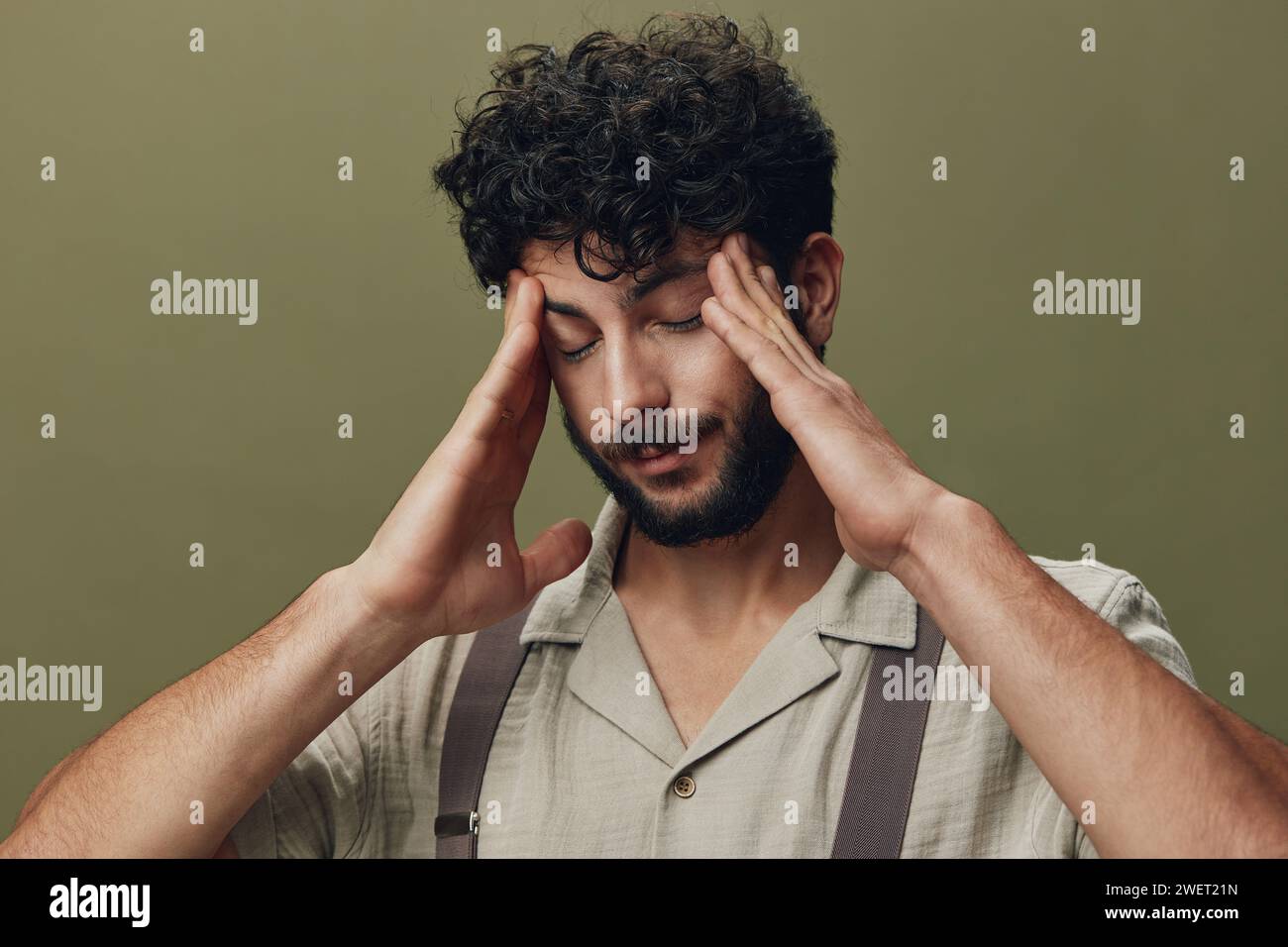 Male man sad adult young person head portrait handsome guy isolated ...