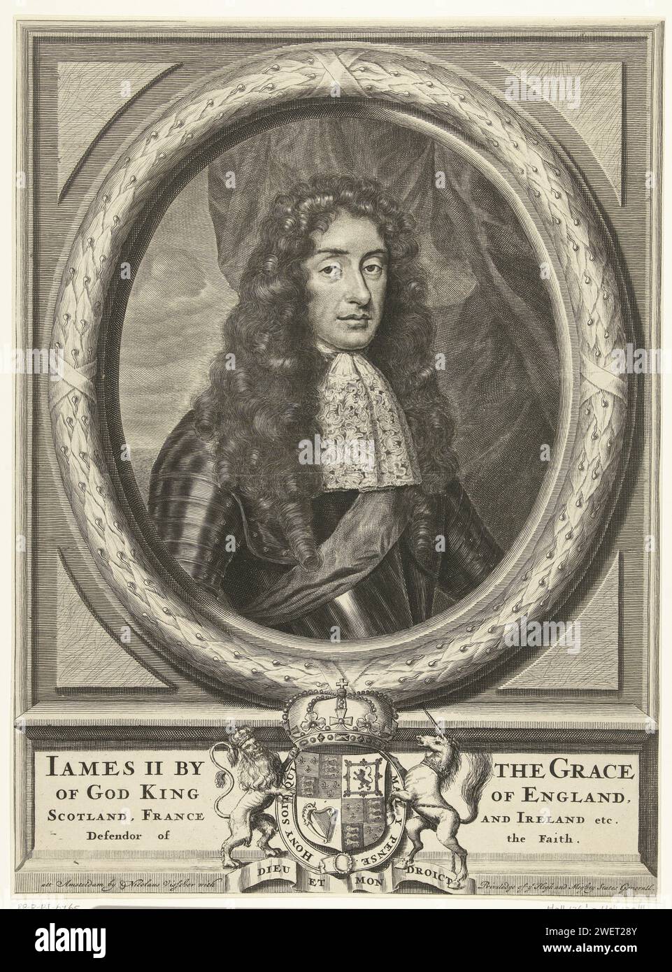 Portrait of James Stuart, king of England, in oval accompaniment ...