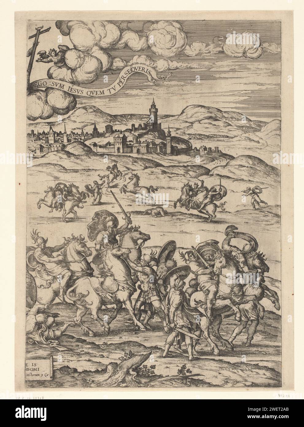 Conversion of Paulus, 1545 - 1608 print Right plate. Roman soldiers ...
