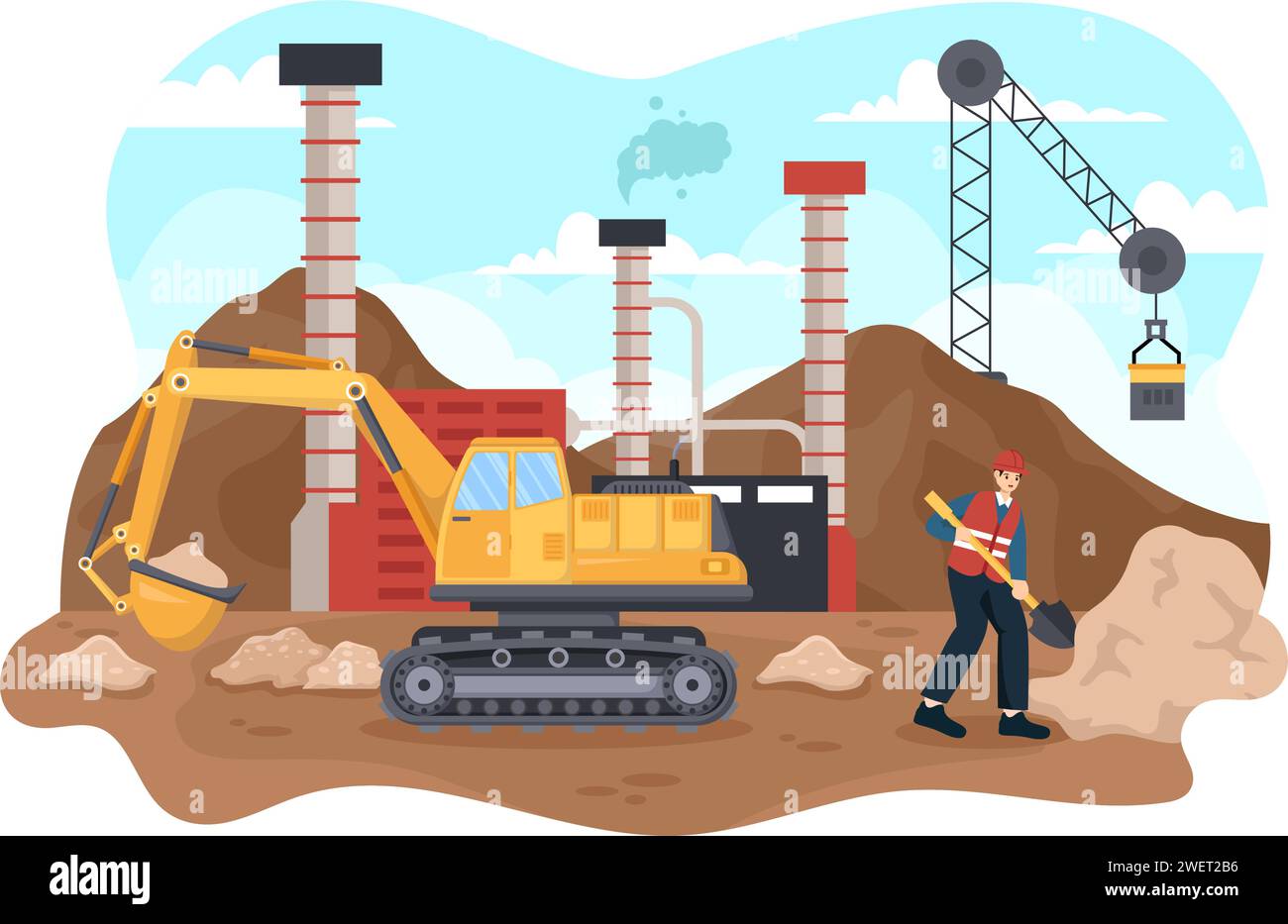 Bulldozer in sand pit Stock Vector Images - Alamy