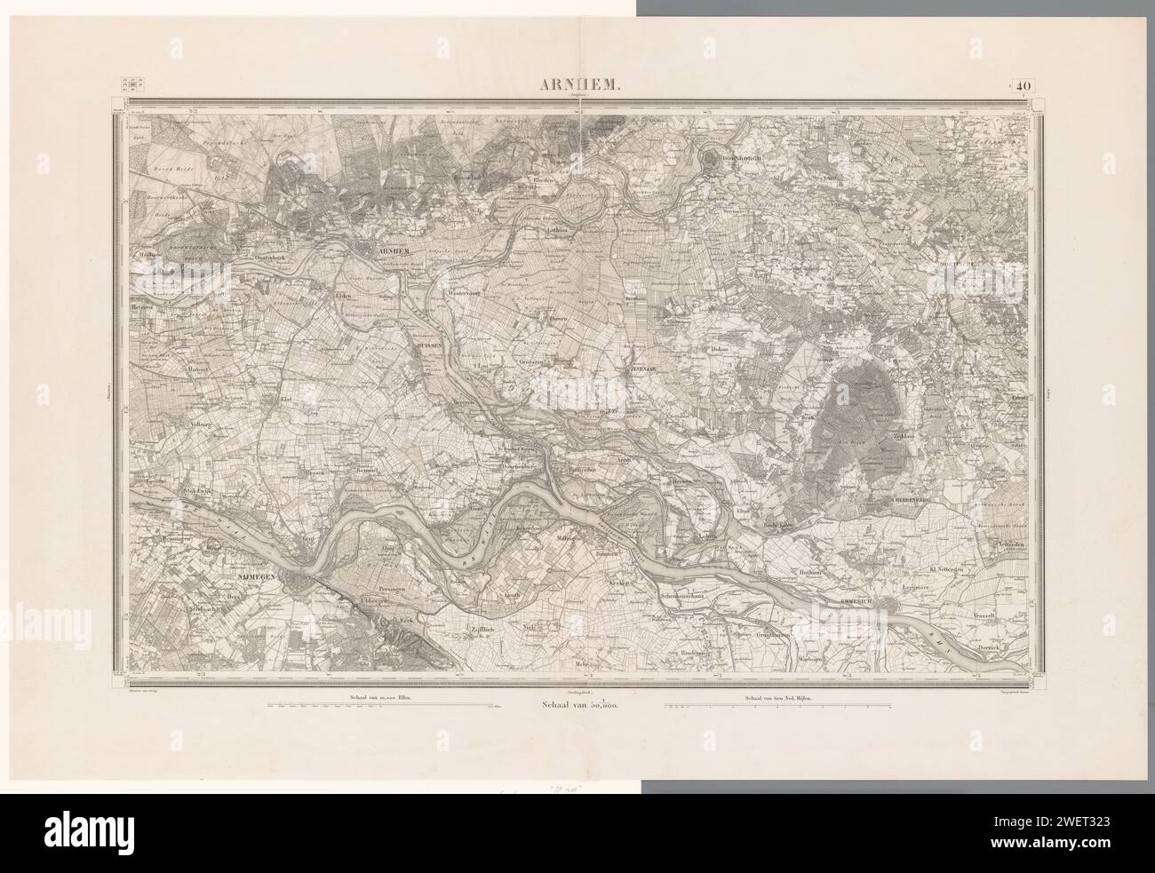 Map of the Arnhem area, Anonymous, 1850 - 1949 print paper maps of ...