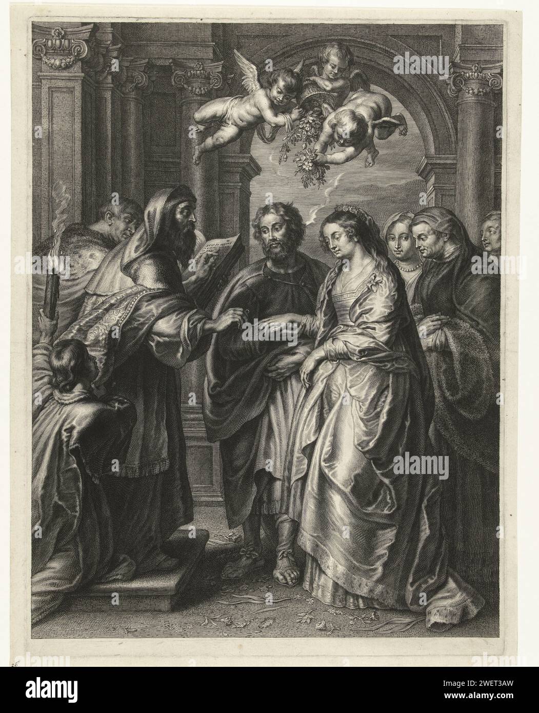 The marriage of Maria and Joseph, Schelte Adamsz. Bolswert, after Peter ...