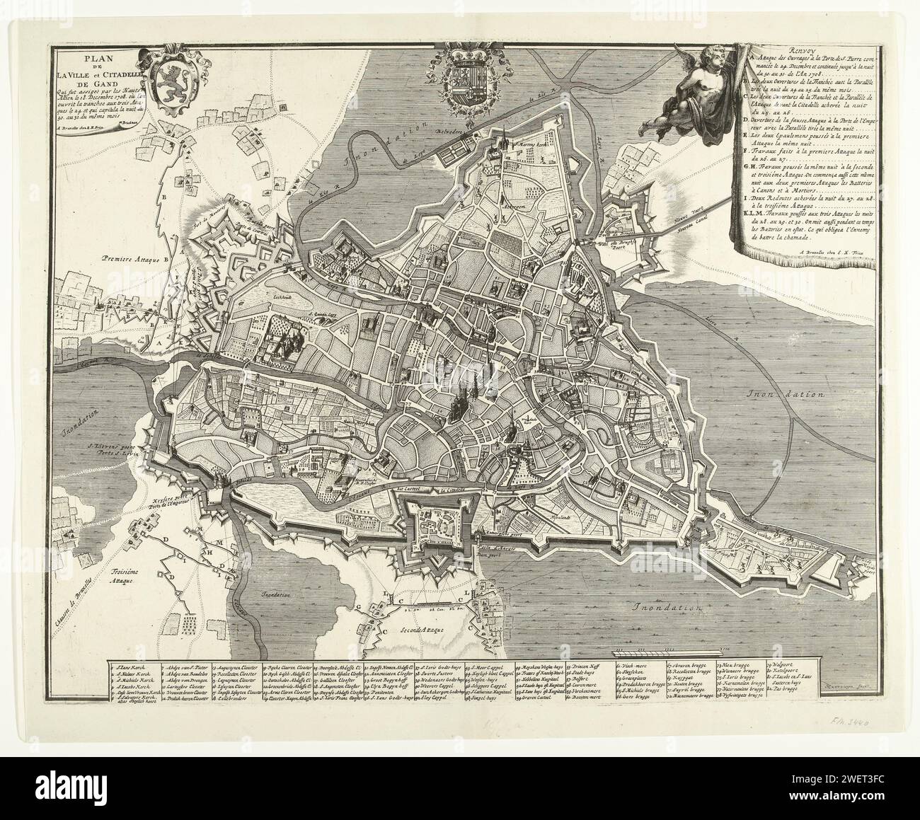 Map of the siege of Ghent, 1708, 1709 print Map of Ghent, besieged by ...