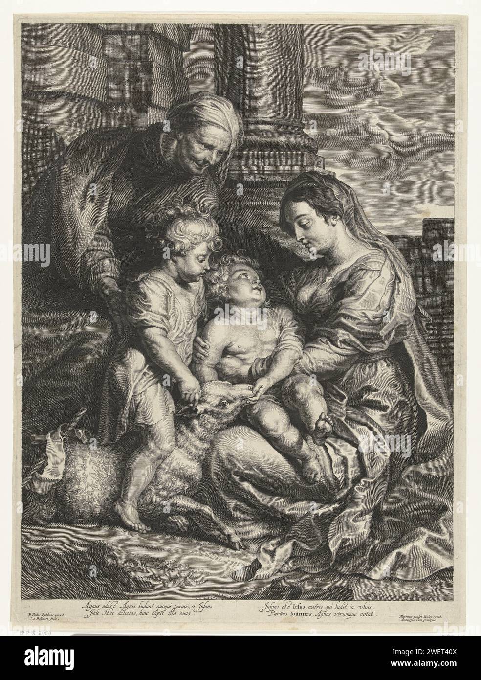 Maria WITH KIND AND SALE ANNA AND HOLY JOHANNES, SPLTE ADAMSZ. Bolswert, after Peter Paul Rubens ...