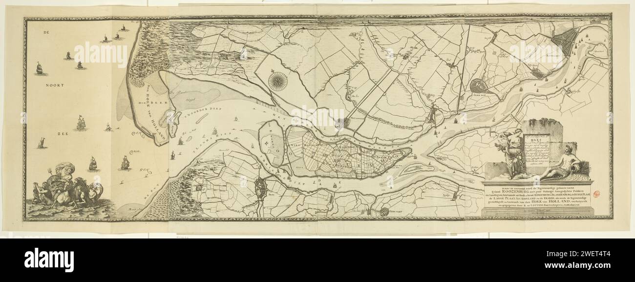 Map of the Maas from Rotterdam to the North Sea, Joost van Geel, 1740 ...