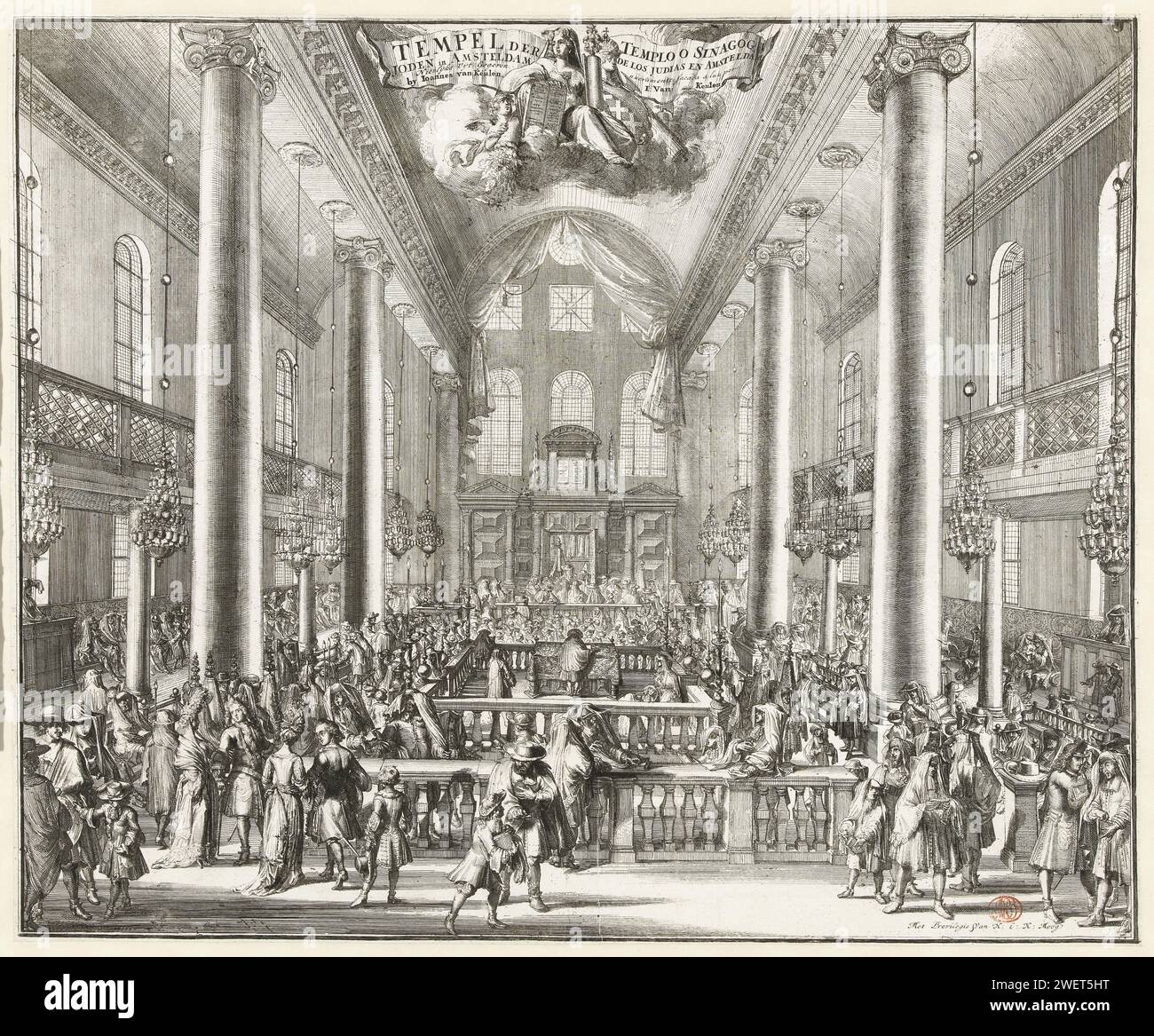 Interior of the Portuguese synagogue in Amsterdam, ca. 1695, Romeyn de ...