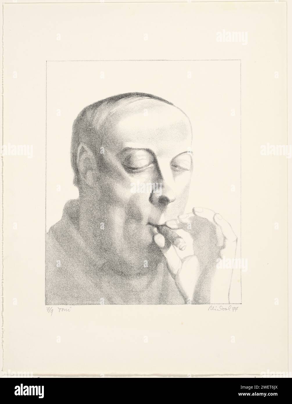 Toni with cigar, 1977 print Portrait of the architect Toni Kraaibrink ...