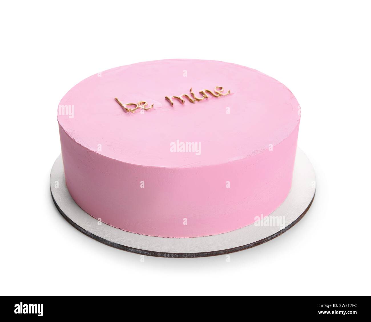 Pink bento cake on white background. Valentine's Day celebration Stock ...