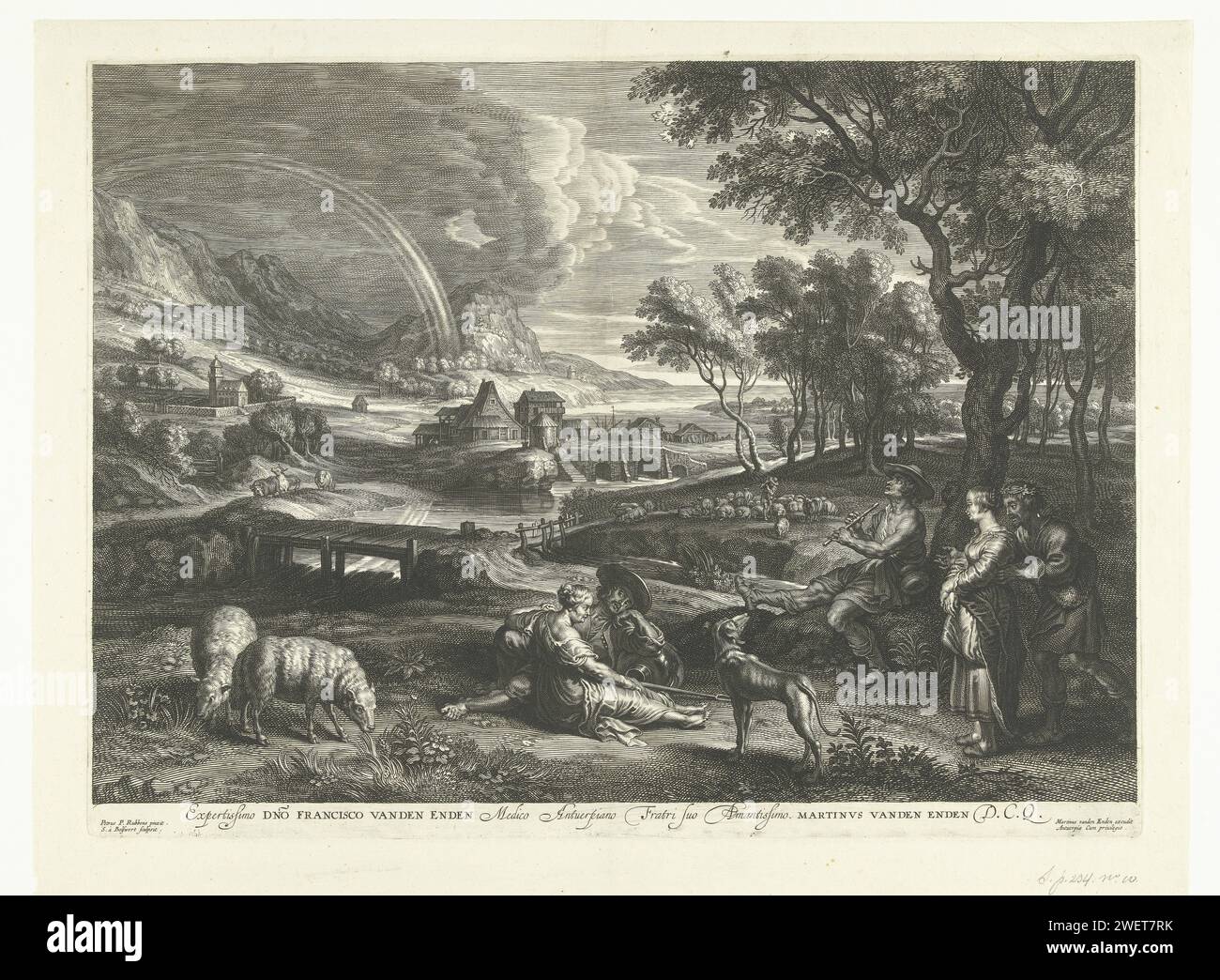 Landscape with rainbow and shepherds, Schelte Adamsz. Bolswert, after ...