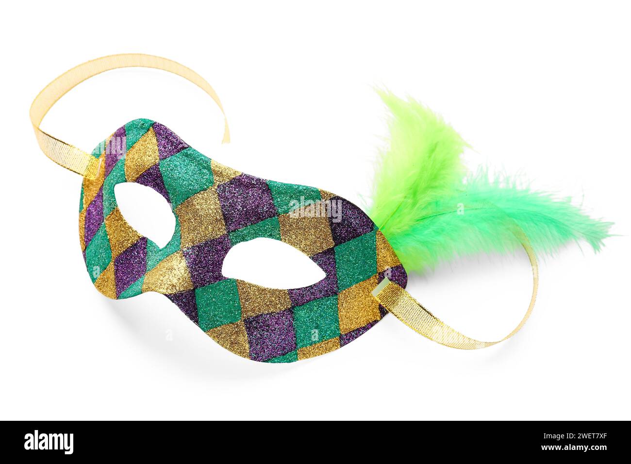 Colorful carnival mask for Mardi Gras celebration on white background ...