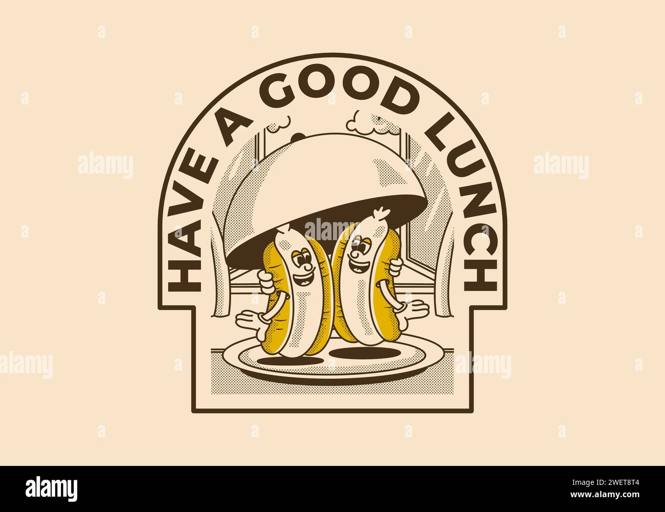 Have a good lunch. Mascot character illustration of two hot dog on the ...