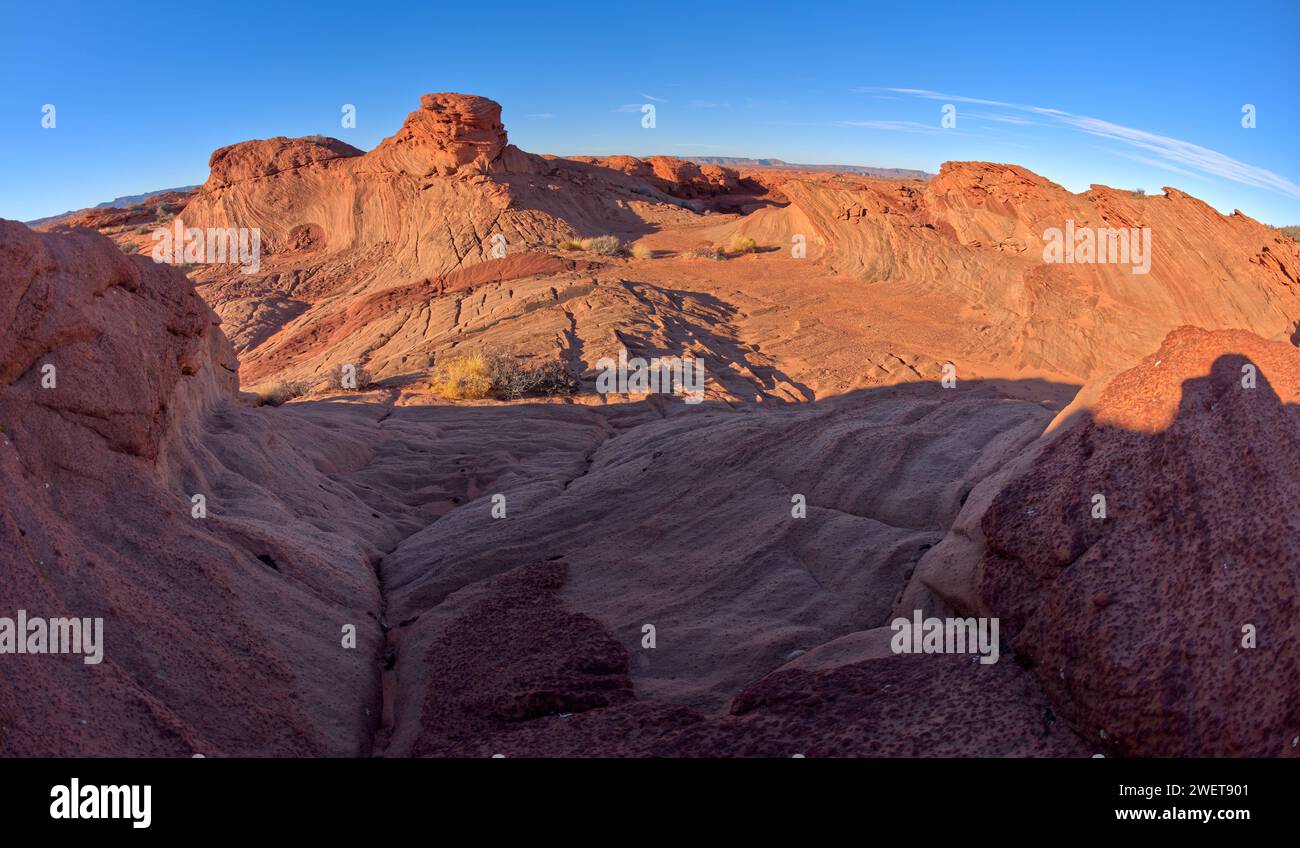 The swirls and blocky texture of fossilized sand dunes in the badlands ...