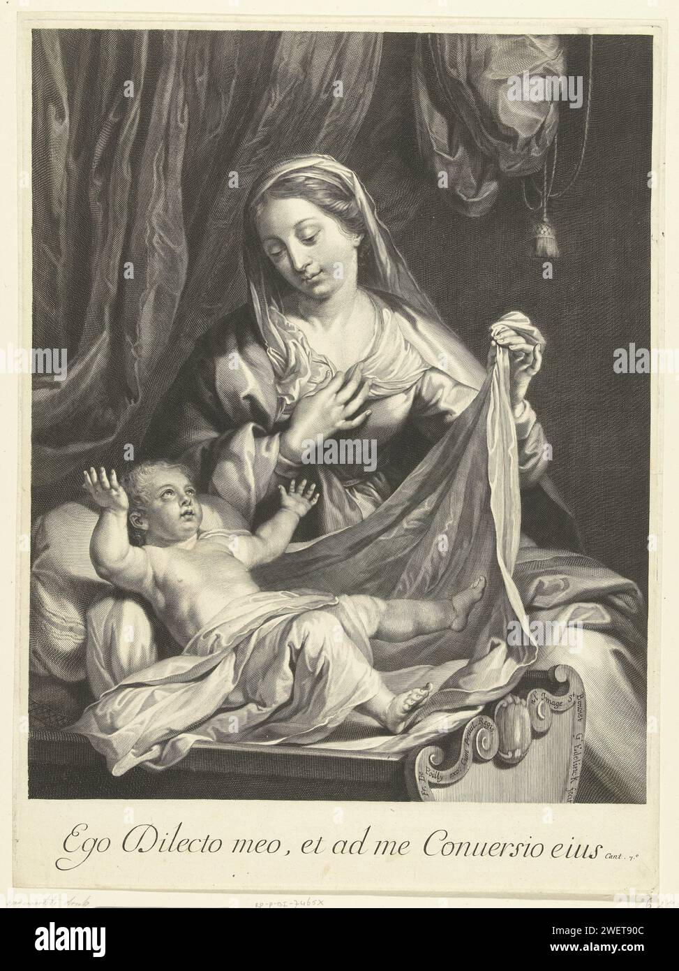 Maria with Christenkind in Kribbe, Gerard Edelinck, after Jacques ...