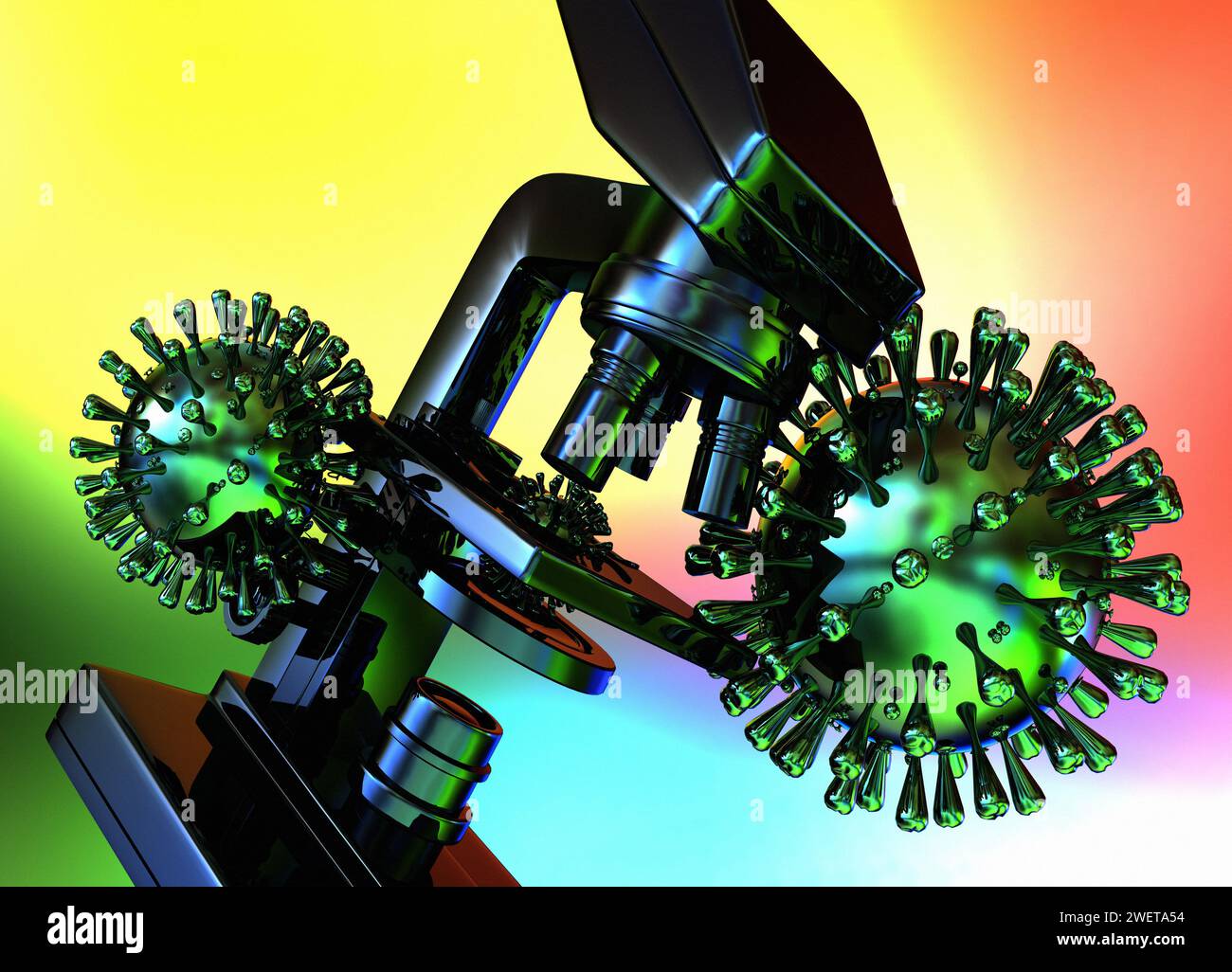 Microscope and viruses, illustration Stock Photo - Alamy