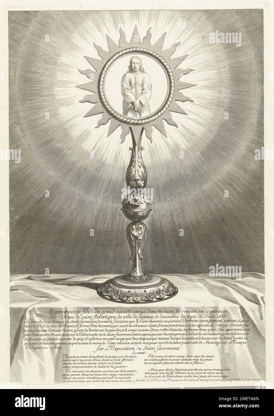 Monthly Meters, Gerard Edelinck, 1668 - 1707 print A monstrans with the ...
