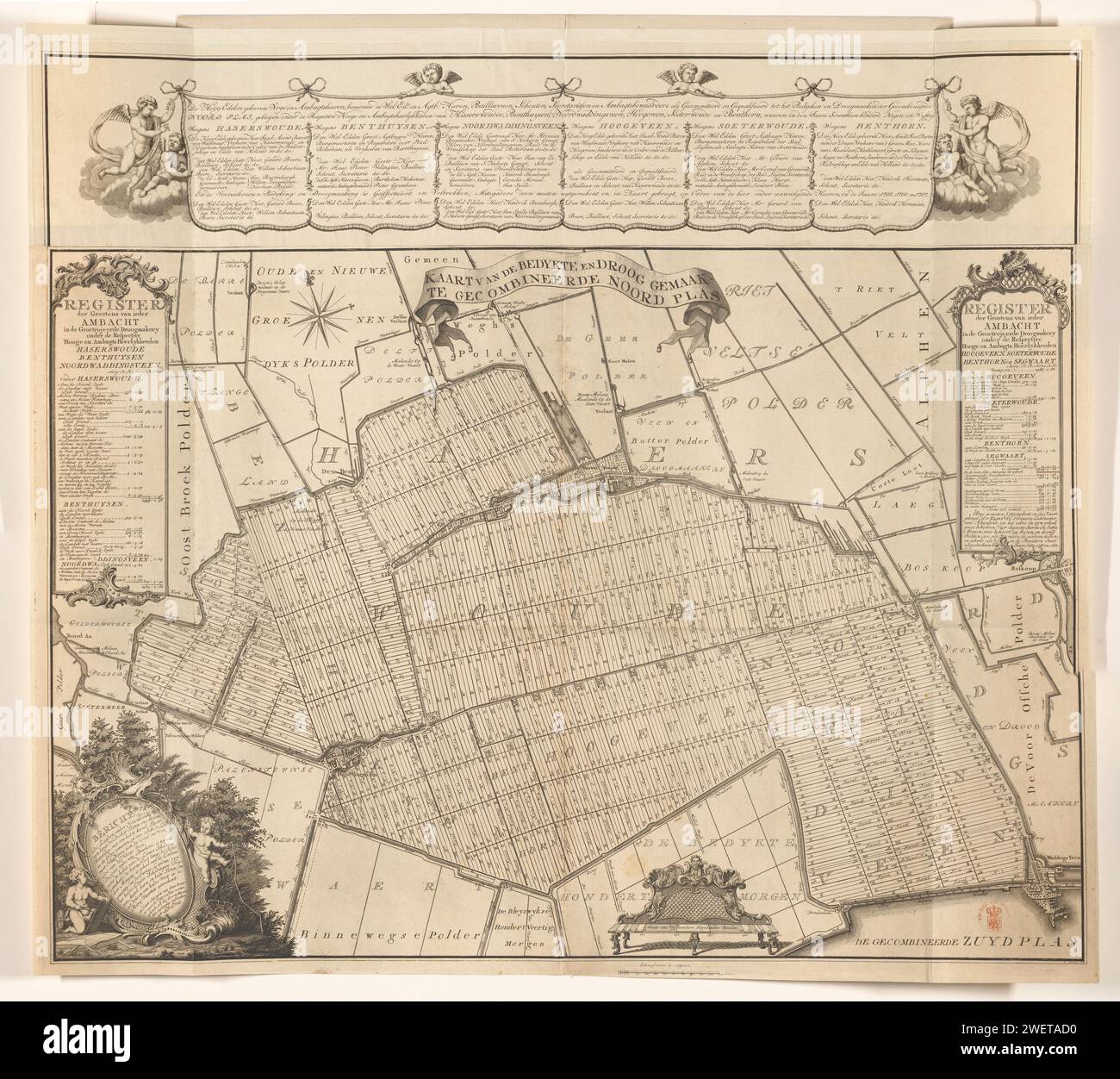 Map of the Noordplaspolder, T. Koning, in or after 1767 print Along the ...