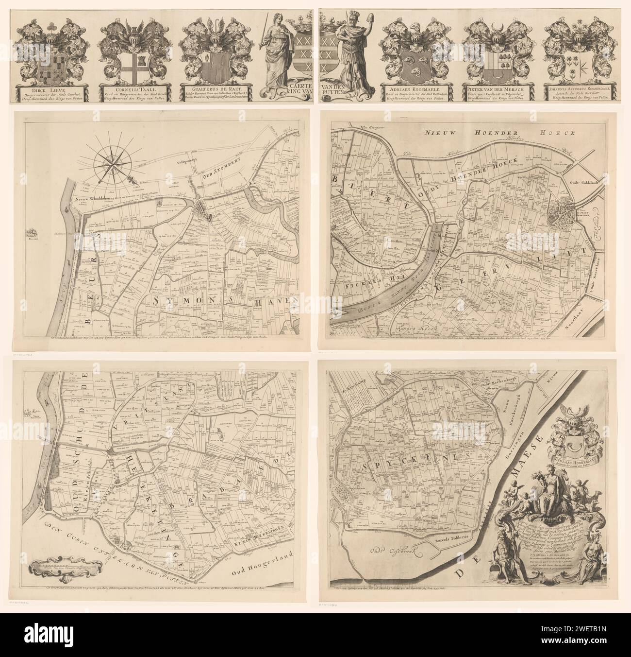 Map of the Putten ring, consisting of five parts, Gilliam van der ...