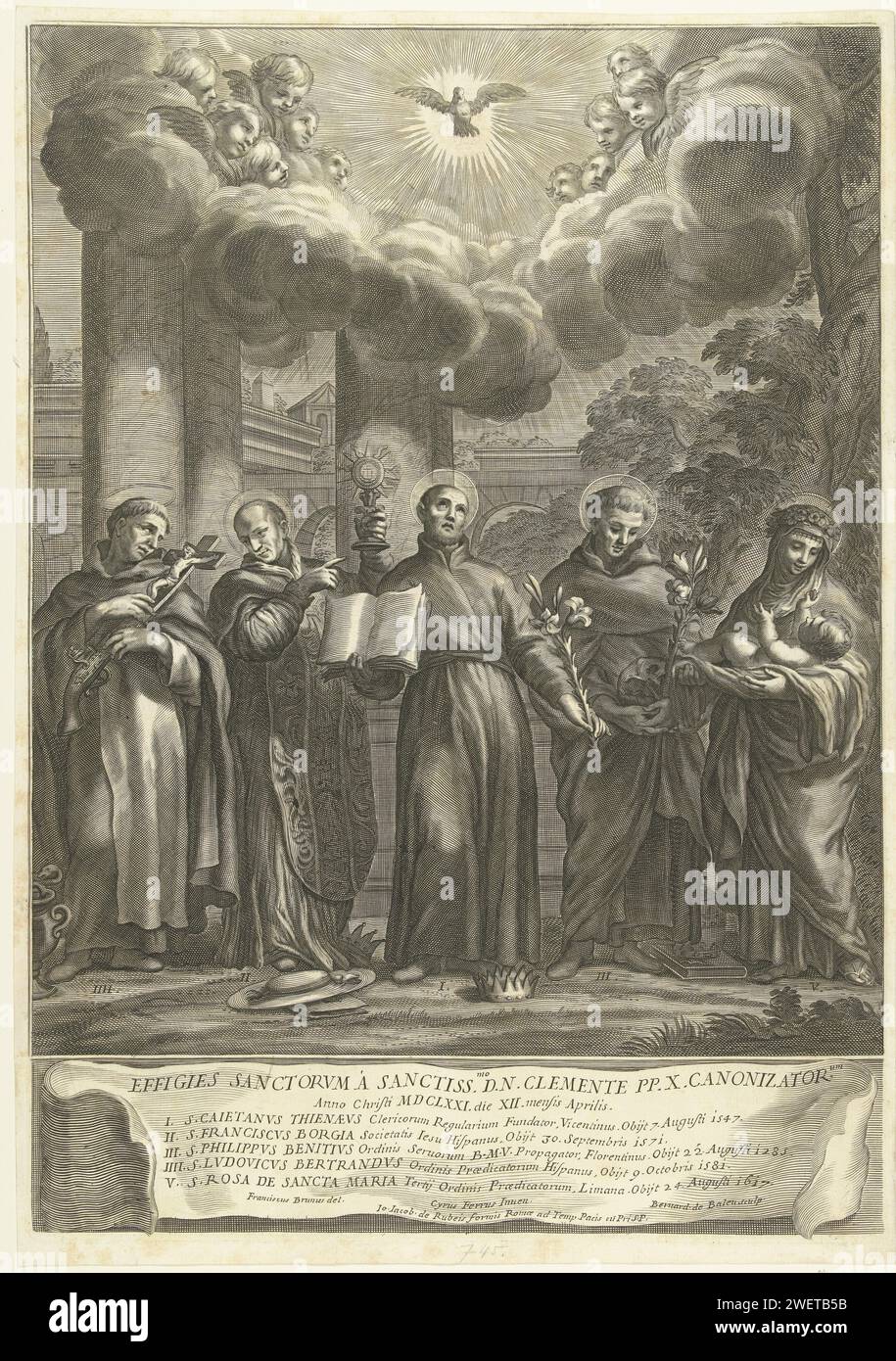 Five saints canonized by Pope Clemens X, Barend de Bailliu, After Ciro ...