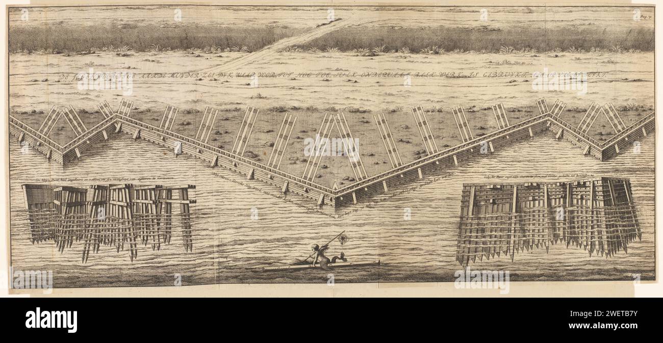 Map of the Zeedijk east of Muiden, ca. 1702, Anonymous, After Nicolaas ...