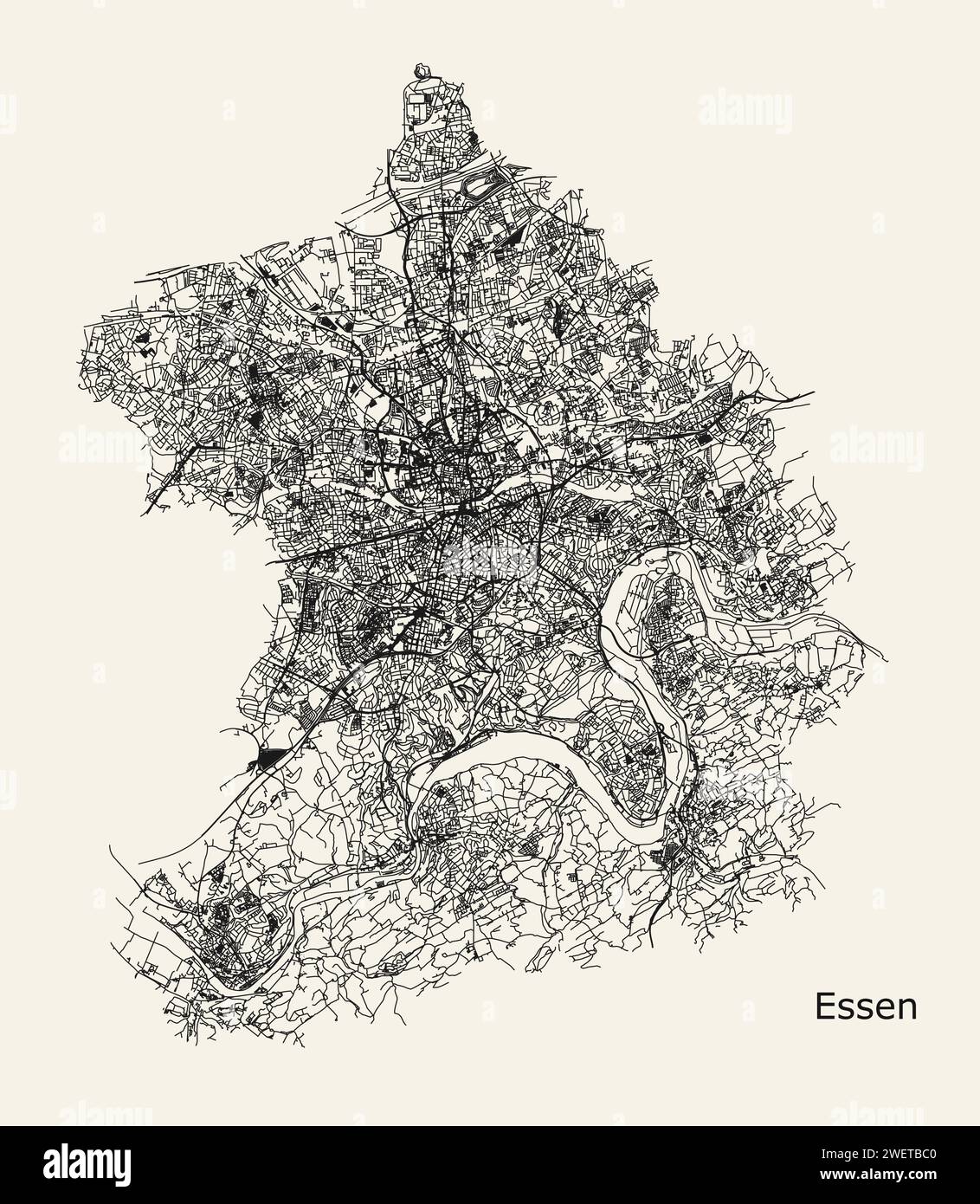 City road map of Essen Germany Stock Vector Image & Art - Alamy