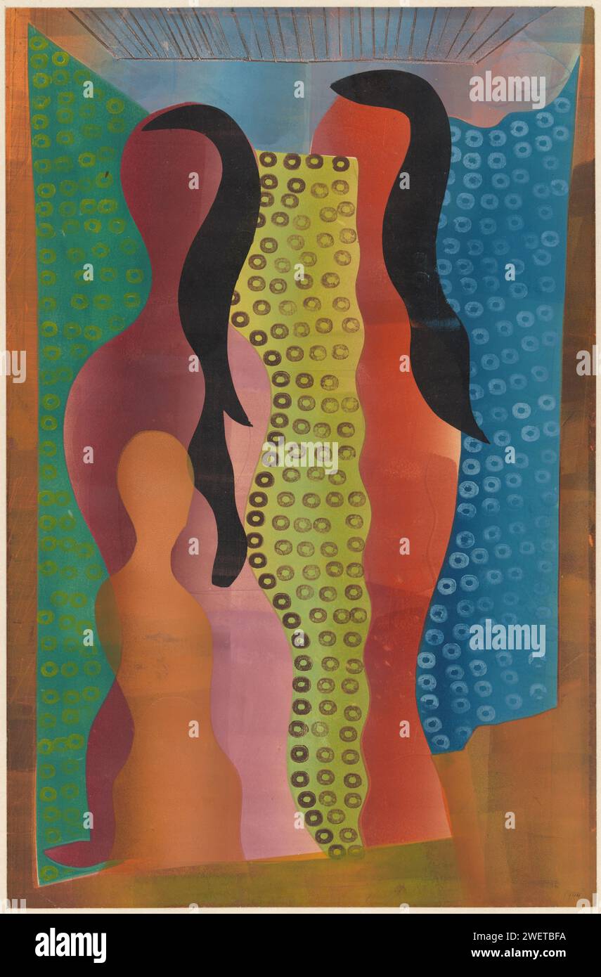 Composition with figures, Hendrik Nicolaas Werkman, 1944 print paper ...