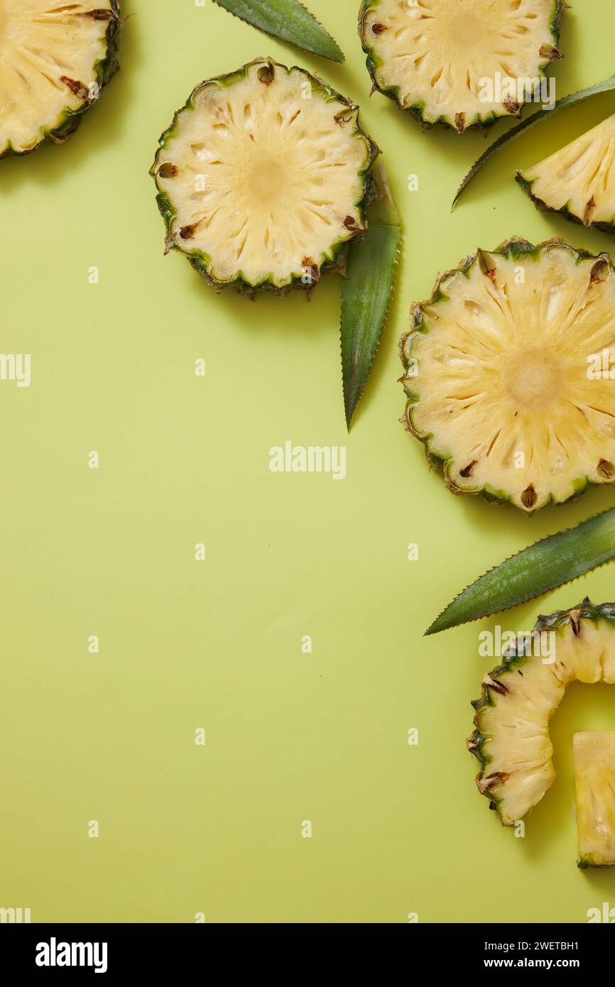 Slices pineapple green leaves hi-res stock photography and images - Alamy