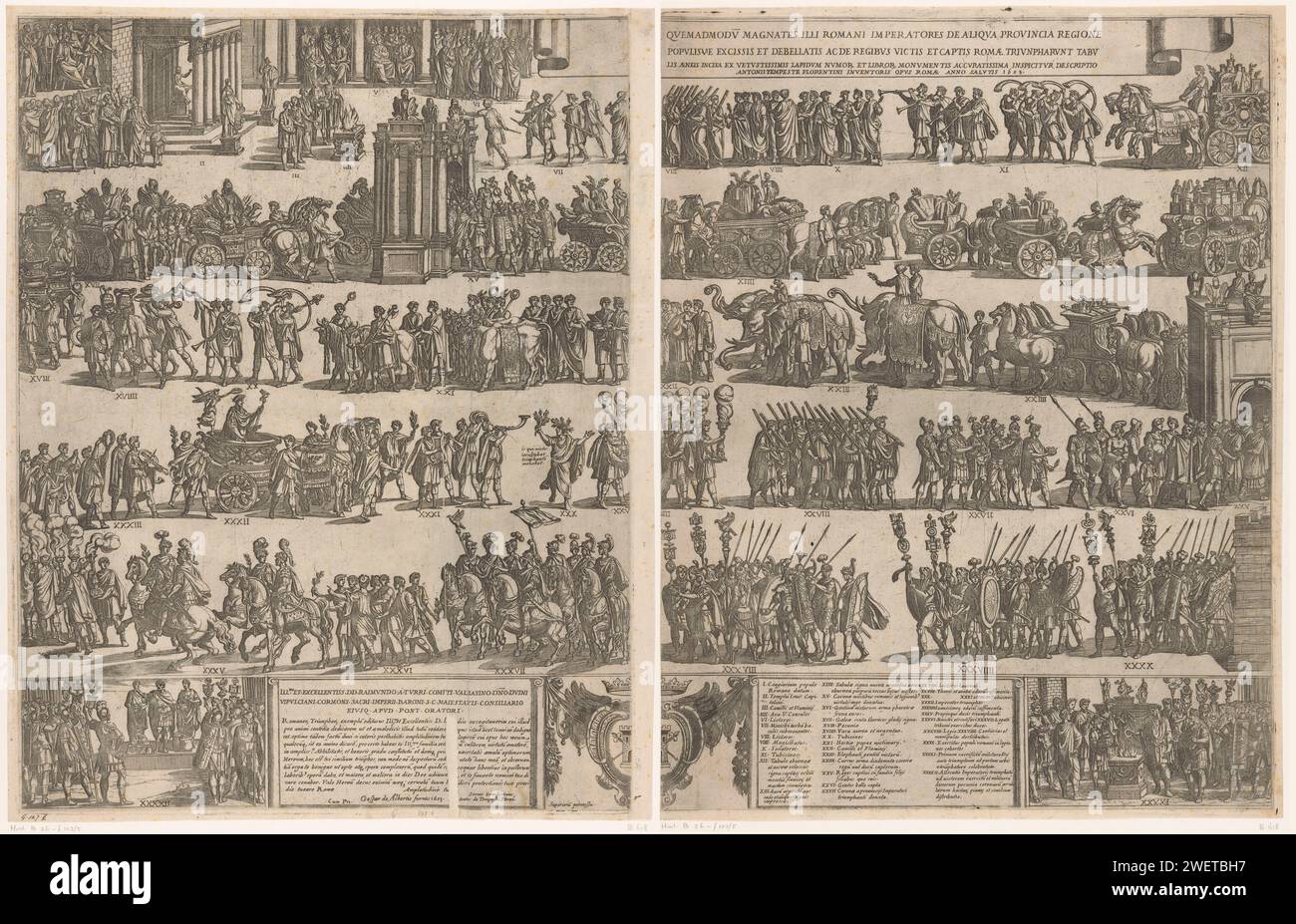 Triumph of a Roman emperor, 1603 print A triumphal tour of a Roman ...