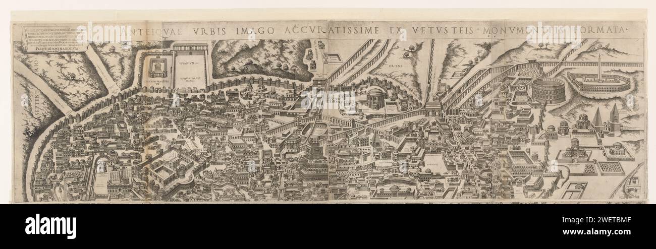 Map of Rome at the time of Emperor Augustus (upper leaf), Jacob Bos ...