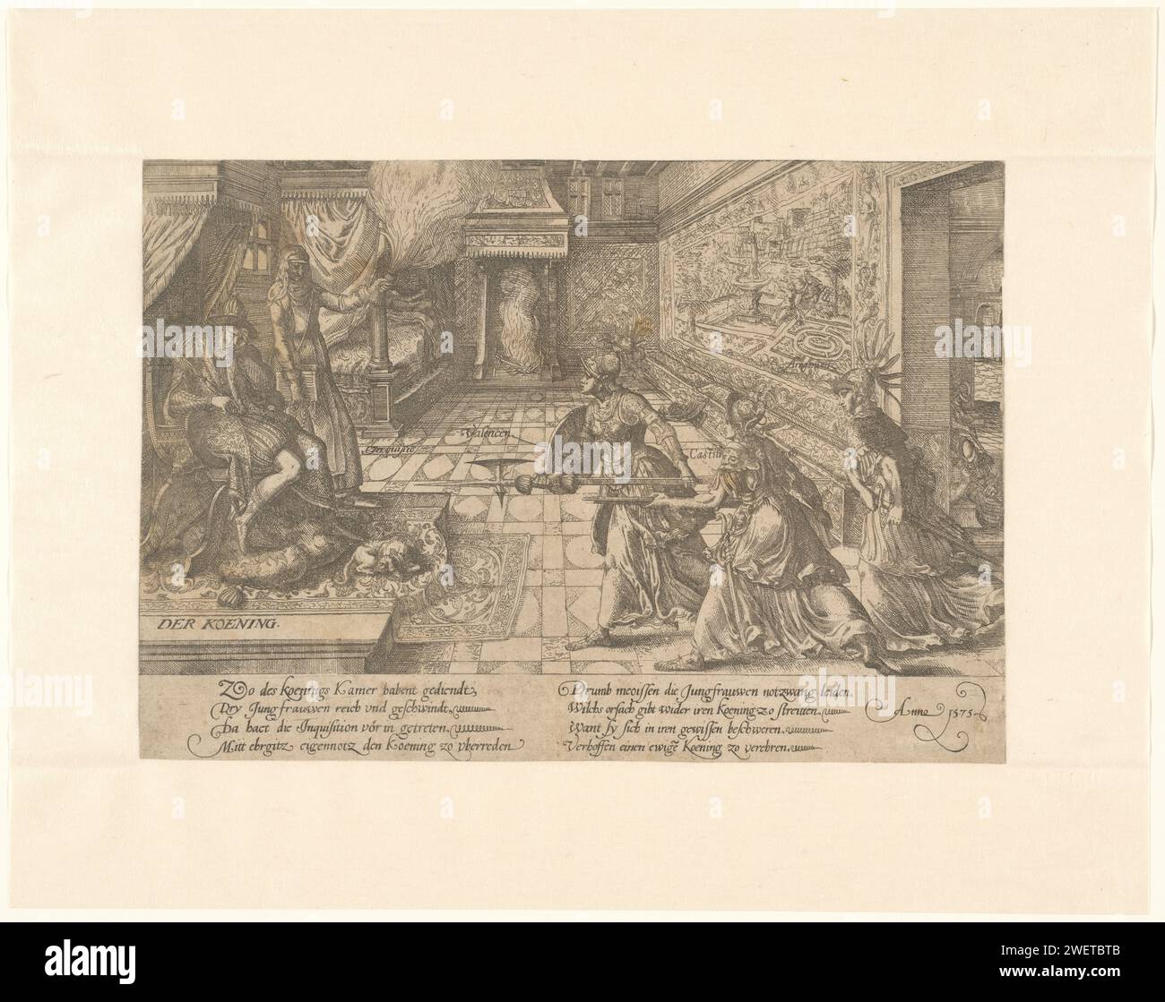 The sleeping king is attacked by the Spanish kingdoms, Anonymous, 1575 ...