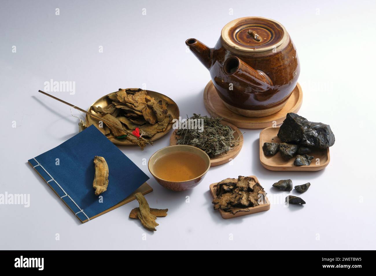 Chinese traditional medicine with rhizoma rhei, dry wormwood ...