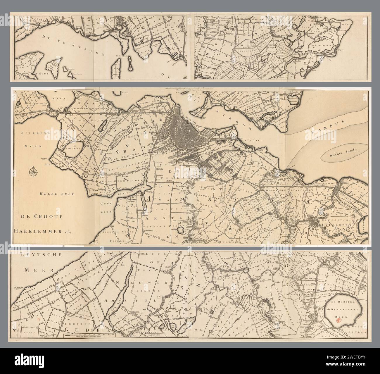 Map of Amstelland, Daniël Stopendaal, After Gerrit Drogenham, 1726 ...