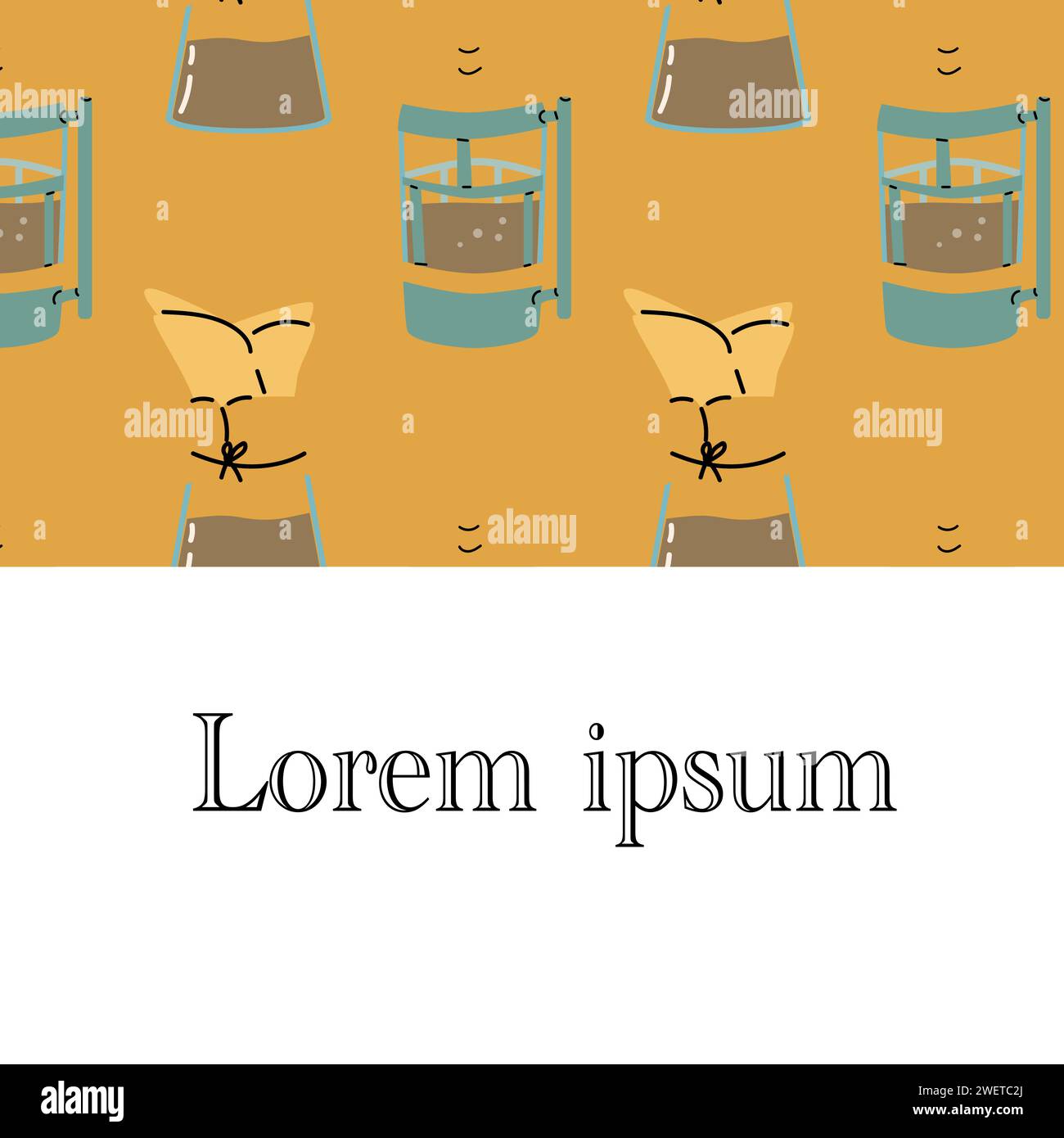 coffee banner or card with seamless pattern of coffee pots and makers. Vector illustration ...