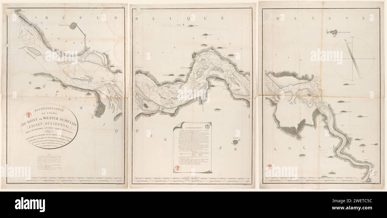 Map of the Westerschelde, consisting of three parts, E. Collin, after ...