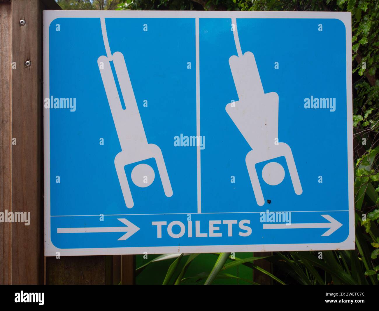 Funny Male And Female Toilet Sign At A Bungy Jump Stock Photo - Alamy