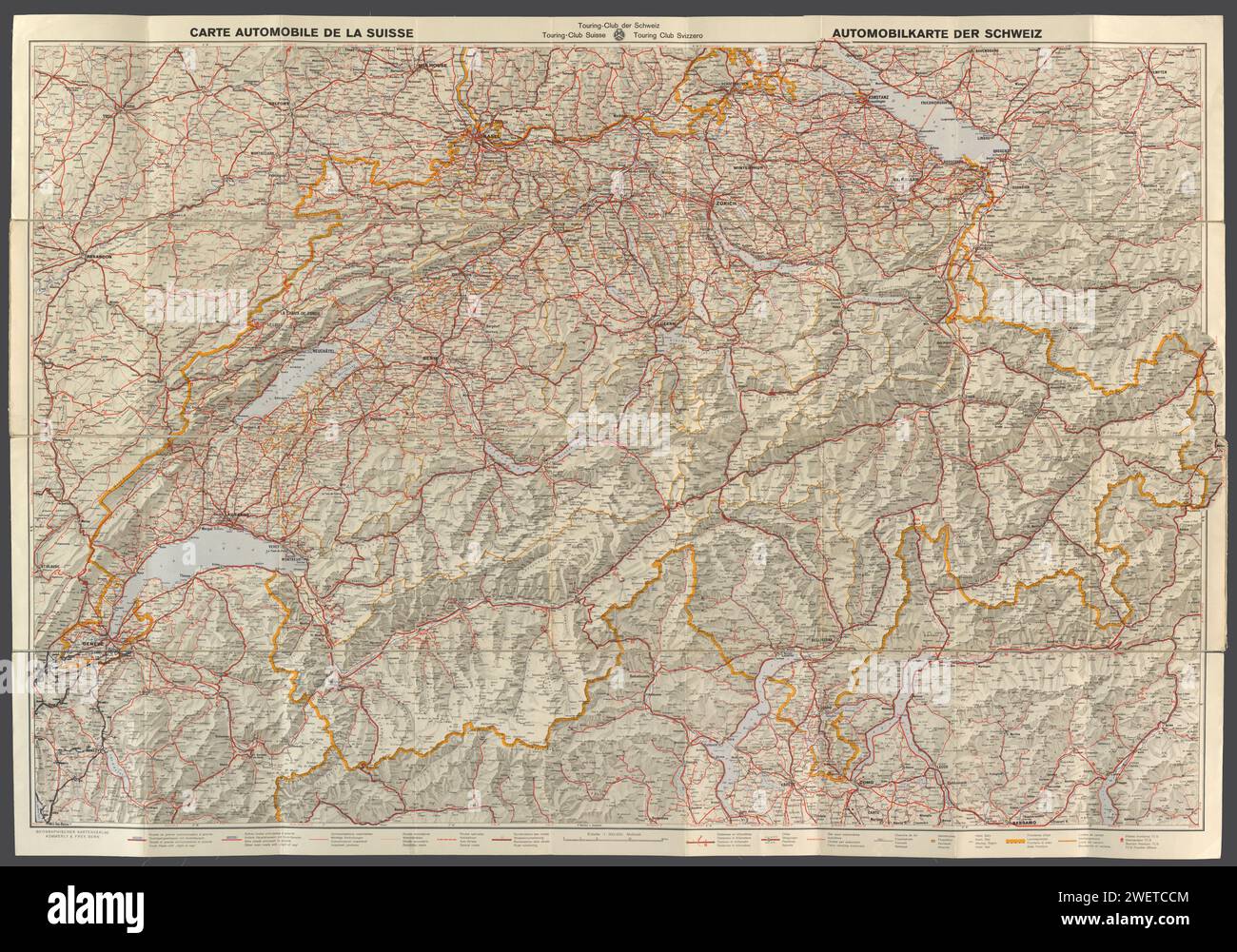 Map of Switzerland, Anonymous, 1900 - 1999 print paper. cotton (textile ...