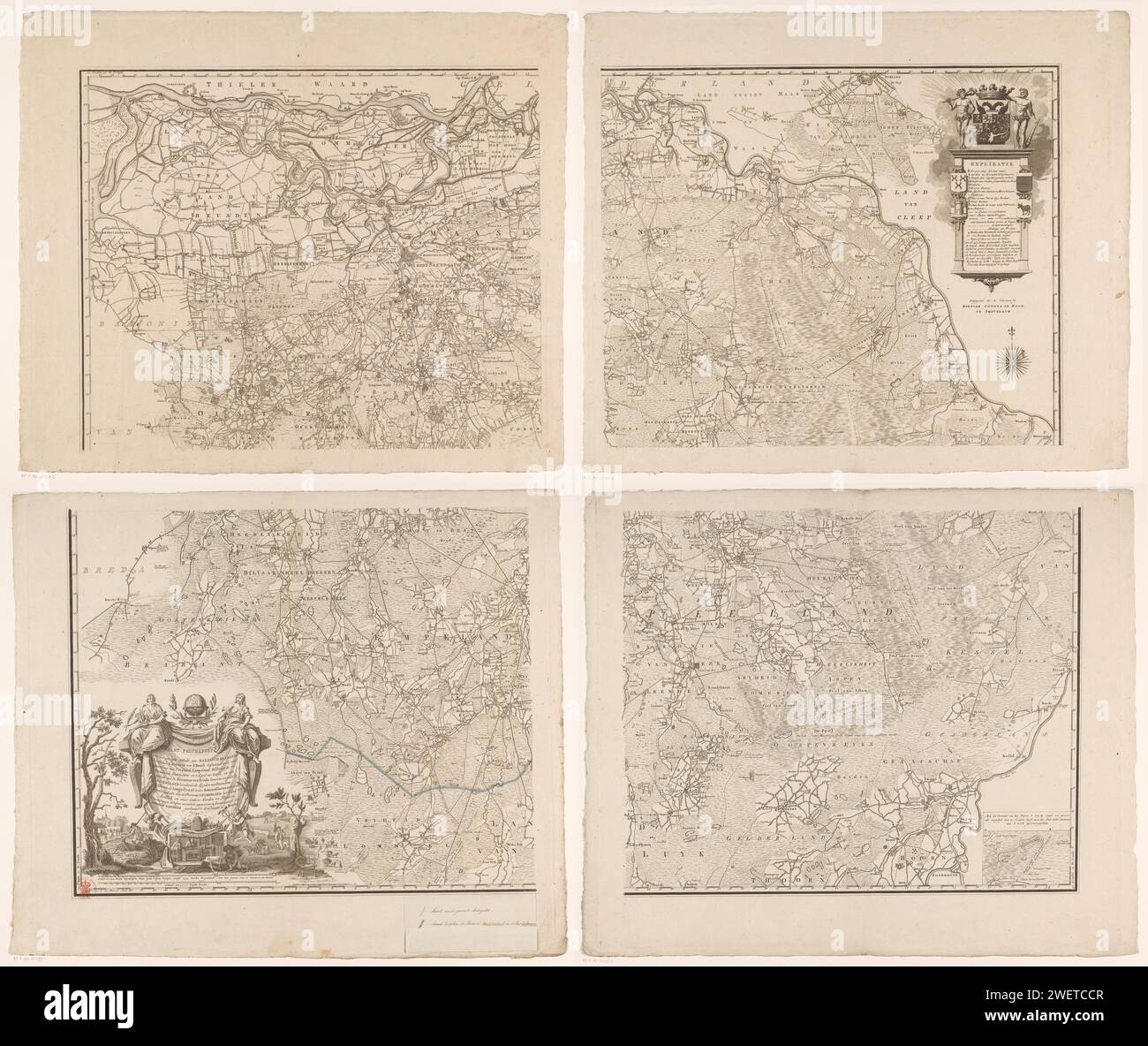 Map of Brabant, consisting of four parts, Cornelis van Baarsel, in or ...