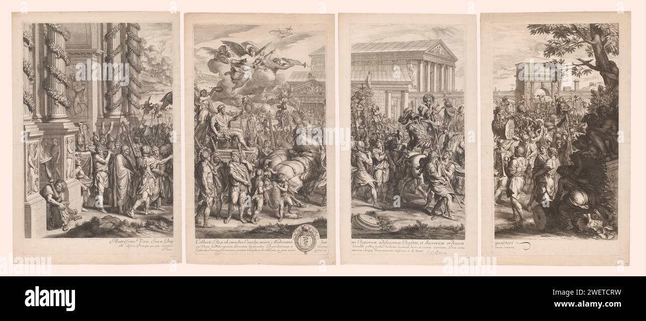 Triumphocht van Constantijn, Gérard Audran, After Charles Le Brun, 1666 ...