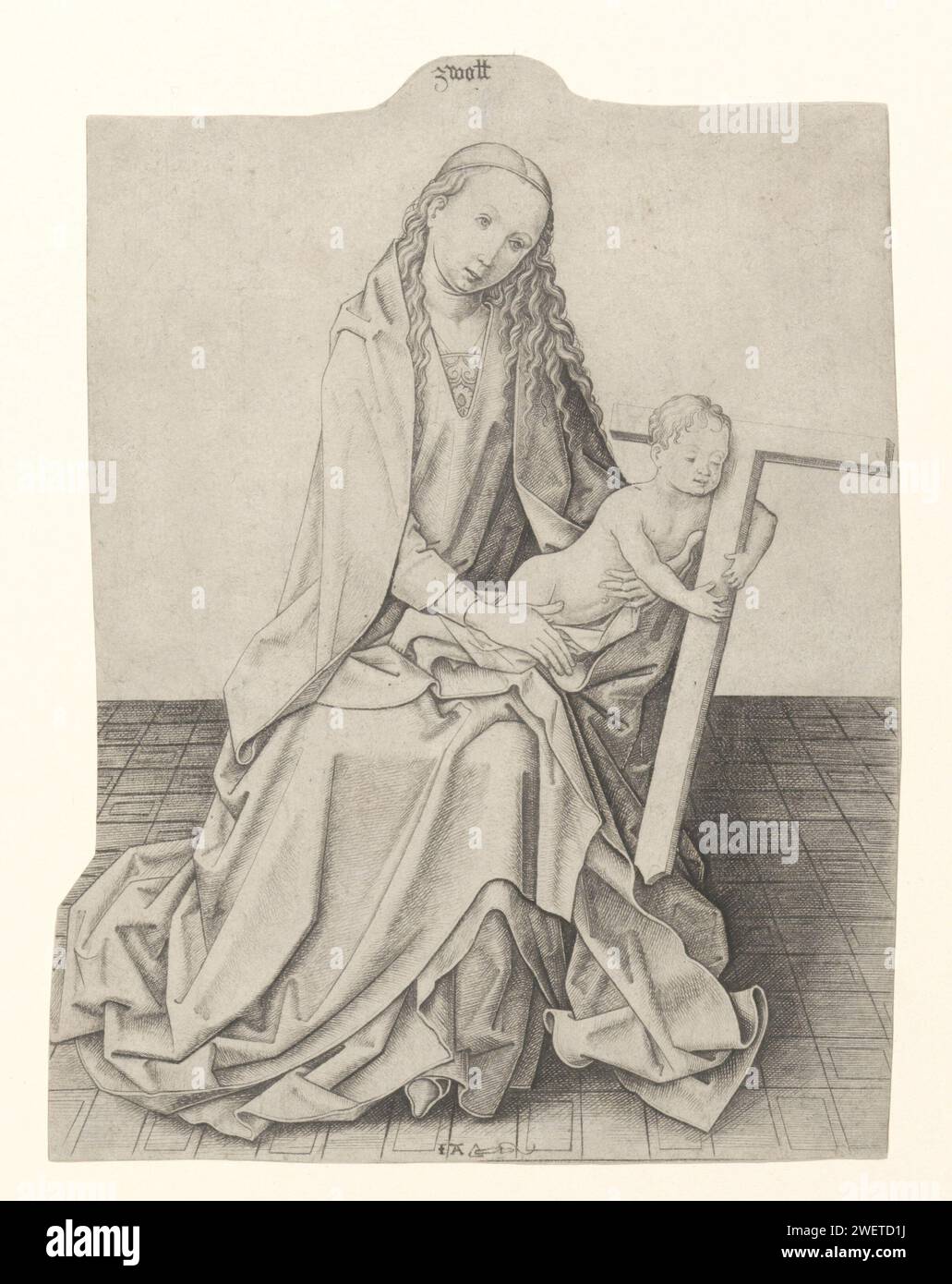 The Virgin Mary with the Christ Child Holding a Cross, c. 1465 print A ...