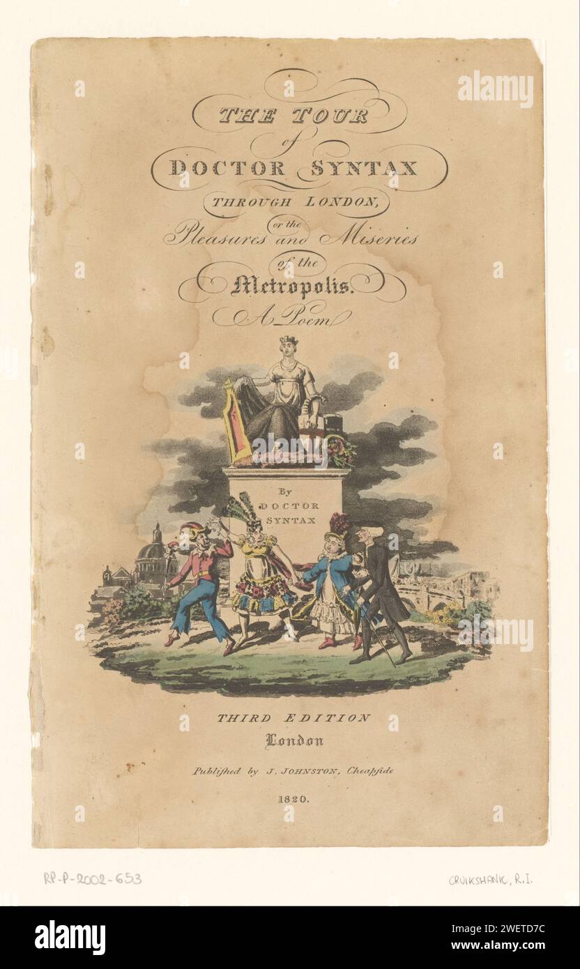 Doctor Syntax runs past three dancing people, Robert Isaac Cuikshank ...